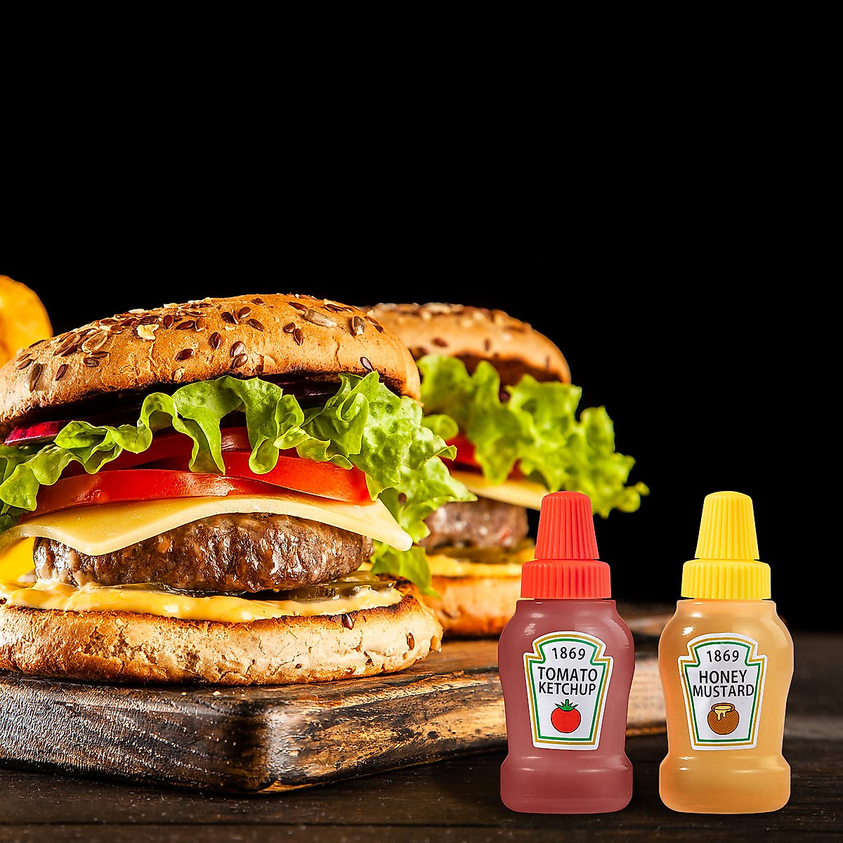 RAYNAG 6 Pack Mini Ketchup Bottles 25ml Mustard Squeeze Bottle Portable Condiment Containers Refillable Honey Sauce Salad Dressing Dispensers Jars for Kids Adults Lunch Bento Box BBQ Camping Travel