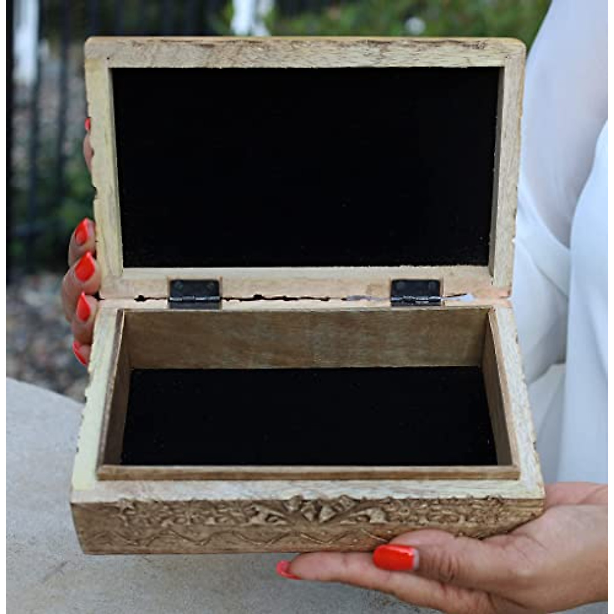 DharmaObjects Hand Carved Tree of Life Wooden Box Keepsake Storage Multi Utility