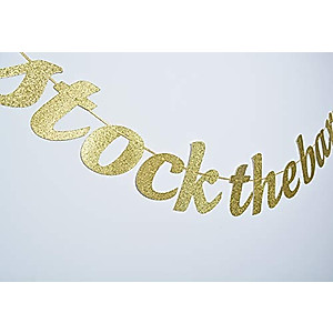 Stock The Bar Glitter Gold Banner, Wedding Reception Banner, Bride Tribe, Engagement,Bachelorette Party, Wedding Decor (Gold)