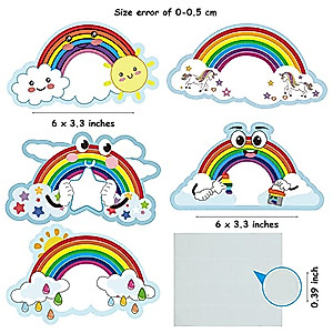 50 Pieces Rainbows Cut-Outs Bulletin Board Set Colorful Rainbow Accents Cut-Outs Sunshine Rainbow Clouds Cut-Outs Classroom Bulletin Board Cutouts Rainbow Theme Party Decor with Glue Point Dots