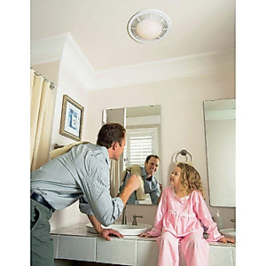 Broan-NuTone 751 Round Fan and Light Combo for Bathroom and Home, White Grille with Glass Lens, 100-Watts, 5.0 Sones, 100 CFM