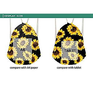 INSTANTARTS Drawstring Backpacks Yellow School Bus Print String Training Gymsack Lightweight Portable School Shoulder Bookbag Back to School