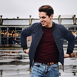 COOFANDY Men's Lightweight Bomber Jacket Fashion Windbreaker Fall Winter Front Zip Jackets Navy Blue L