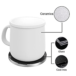 APEKX Auto On/Off Gravity-Induction Coffee Mug with Intelligent Temperature Control 113°F/45°C Cup Warmer Self-Heating with Wireless Charging Function Gifts for Home Office (Mug Included) White