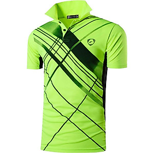 jeansian Men's Sport Quick Dry Short Sleeves Polo Tee T-Shirt LSL226 GreenYellow XL