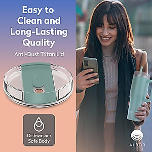 ALBOR 40 oz Tumbler With Lid and Straw, Leak Proof Durable Stainless Steel Insulated Tumbler With Handle, Spill Proof Water Bottles With Straw (Mint, 40 oz)