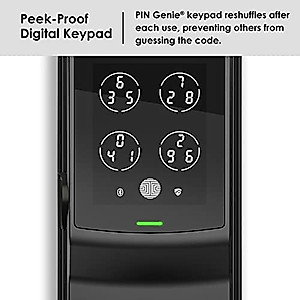 Lockly Secure Pro, Wi-Fi Smart Lock, PIN Genie® Keypad, 3D Biometric Fingerprint Sensor, Auto Lock Deadbolt (Matte Black, a Special Edition for Special Door Frame and Thick Fingers)