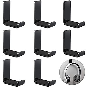 8 Pcs Headphone Hanger Wall Headphone Hook Holder with Adhesive Glues Headset Wall Mount Headphone Stand for General Purpose Game Headphones