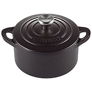 Le Creuset Enameled Cast Iron Mini Cocotte with Lid, 1/3 qt., Licorice, Black