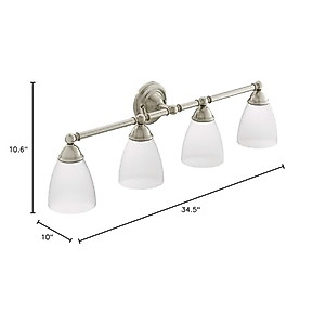 Moen YB2264BN Brantford 4-Light Dual-Mount Bathroom Vanity Fixture with Frosted Glass, Brushed Nickel