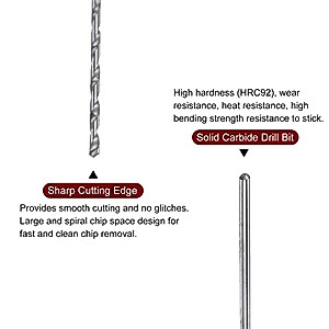 HARFINGTON 2pcs Solid Carbide Drill Bits 0.55mm C3/K10 Tungsten Carbide Precision Mini Micro Straight Shank Twist Drill Bit for Stainless Steel Metal Plastic Wood