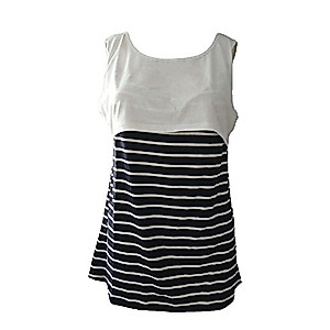 Nituyy Women Double Layered Patchwork Maternity Breastfeeding and Nursing Tank Top Cami Vest (White, M)