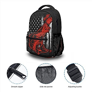 Nerxy Bass Fishing Lure And American Flag Casual Backpack Bag, Fashion Lightweight Backpacks for Holiday Gifts One Size