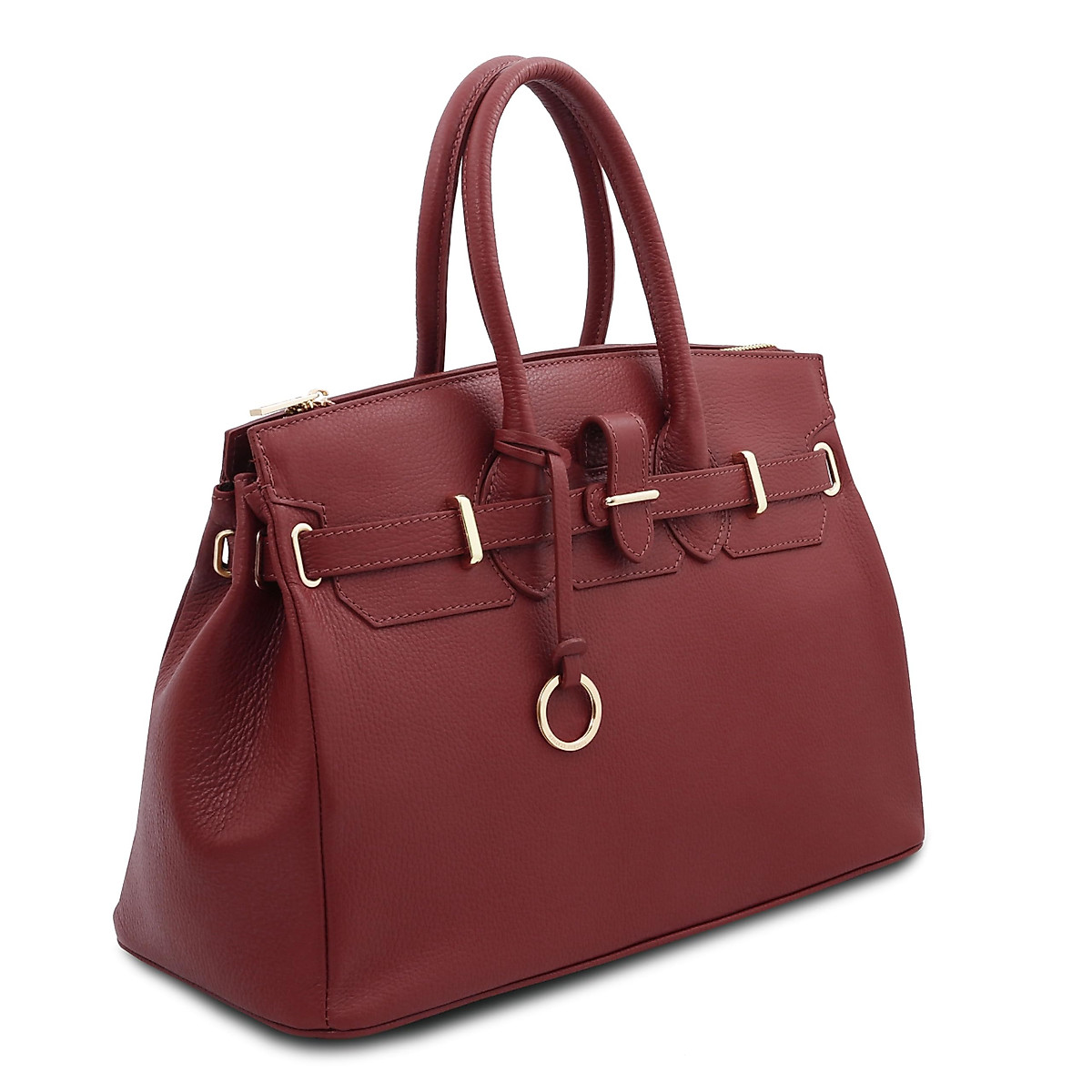 Tuscany Leather - TL Bag - Leather handbag with golden hardware - TL141529 (Red)