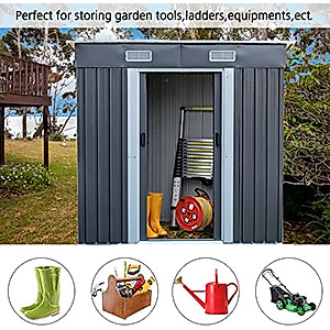 Arlopu 6 x 3.5 FT Outdoor Storage Shed, Metal Sheds with Sliding Doors and Vents, Waterproof Tool Storage Cabinet, Backyard Patio Lawn, for Bicycle, Garden Tool, Pet House, Utility Room (Light Grey)