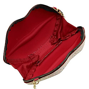 Womens Glitter Lip Purse Evening Bag PU Banquet Crossbody Shoulder Bag for Women