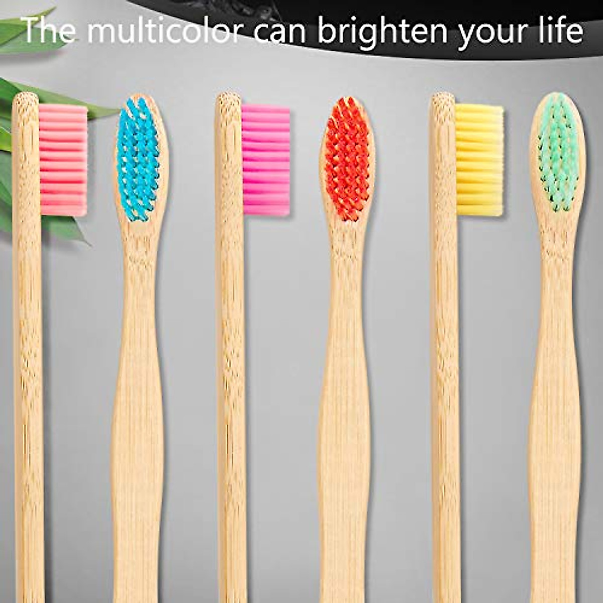 18 Pieces Bamboo Toothbrushes Tooth Brush Natural Bamboo Toothbrushes with BPA-Free Nylon Bristles and Ergonomic Handles in Individually Packaged (Multi-Colors)