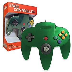 Old Skool Classic Wired Controller Joystick compatible with Nintendo 64 N64 Game System - Green