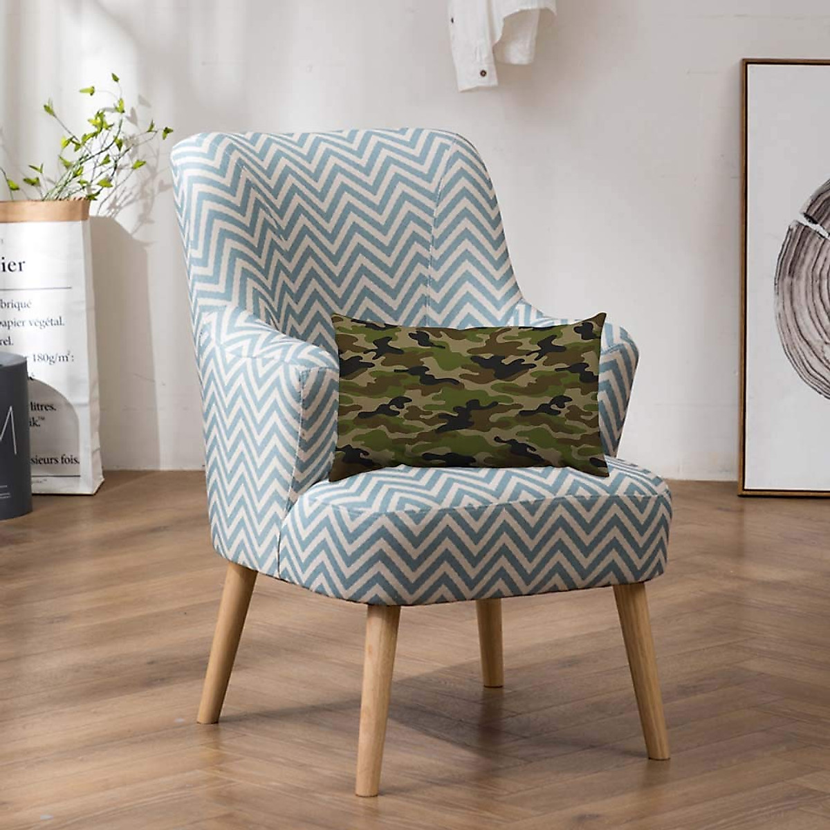 HOSNYE Military Camouflage Throw Pillow Cover Linen Fabric for Couch Bed Sofa Car Waist Cushion Cover 12 x 20 inch Pillow Case