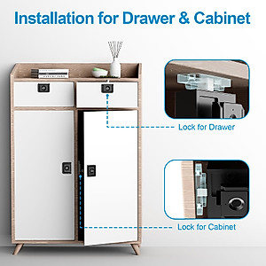 LLtronation Handle-Style Fingerprint Cabinet Lock, Smart Biometric, Matte Black, Waterproof