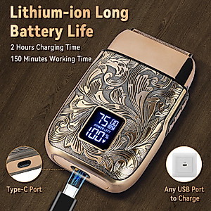 Ufree Electric Razor for Men, Double Foil Head Shaver, 3 Adjustable Speeds Electric Shavers, Close Head Shaver for Bald Men, Beard Trimmer with 2 Foil, Barber Supplies, Gifts for him