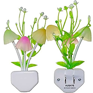 AUSAYE 2 Pack LED Sensor Night Light Plug-in NightLight Color Changing Lamp Mushroom Decor, Mini Cute Night Lights for Kids Adults Bedroom,Toilet, Bathroom, Stairs, Kitchen, Hallway