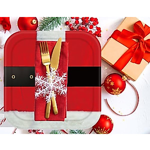 QXBXYHM 25 Count Christmas Paper Plates Christmas Disposable Plates Christmas Party Tableware Christmas Santa Belt Dinner Plates for Christmas Holiday Dining Party (Christmas santa belt)