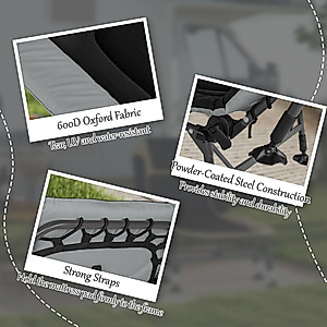 Outsunny Camping Cot for Adults, Folding Bed with Soft Padded Cushions & Headrest, 180° Adjustable Reclining Lounger, Heavy Duty and Portable with a 400 lbs. Capacity, Gray
