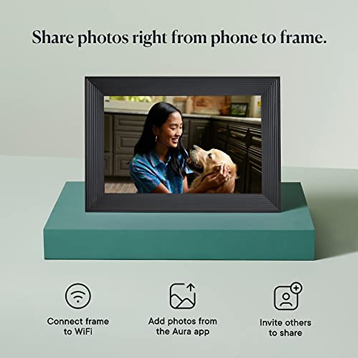 Aura Carver WiFi Digital Picture Frame | The Best Digital Frame for Gifting | Send Photos from Your Phone | Quick, Easy Setup in Aura App | Free Unlimited Storage | Gravel