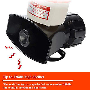 JIAWANSHUN Industrial Sound and Light Alarm Siren Horn with Strobe Outdoor/Indoor AC110V Emergency Flashing Light