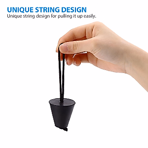 POUALAON Scupper Plugs for Kayak Sit-on-top, 4 Pieces Universal Kayak Scupper Plugs Kit with Lanyard, Strong Sealing Drain Holes Stopper Bung for Pelican Kayak Canoes (Black)