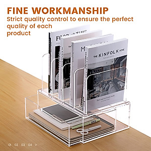 HeZone Acrylic Office Desk Accessories, Desk Organizer Storage whith Drawer-File Organizer for Desk, Clear Acrylic Office Organizer for Work-1Pack