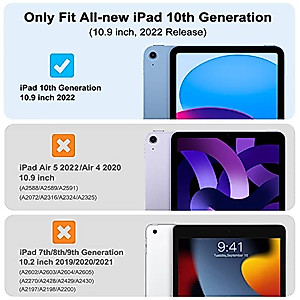 TiMOVO Case for iPad 10th Generation Case 2022, Slim Stand Case for iPad 10.9 inch, Soft TPU Back Cover, Smart Folio Protective Leather Case Fit iPad 10 - Abyss Blue