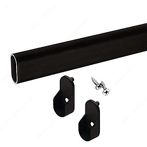 Oval Closet Rod with End Supports (MATTE BLACK - 48 inch)