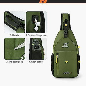 SKYSPER Sling Bag Crossbody Backpack - Chest Shoulder Cross Body Bag Travel Hiking Casual Daypack for Women Men(Armgreen)