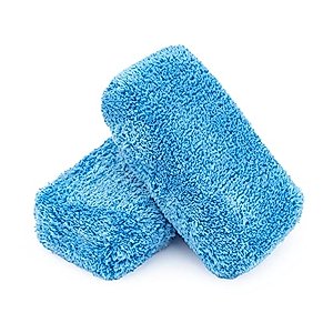 The Rag Company - Ultra Premium Korean Eagle Microfiber Detailing Applicator Sponge - Versatile Detailing Tool, Extra Absorbent, Able to Withstand Numerous Uses, 3in x 5in, Blue (2-Pack)