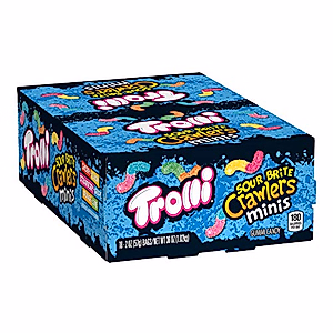 Trolli Sour Brite Crawlers Minis Candy, Sour Gummy Worms, 2 Ounce Treat-Size Pouches (Pack Of 18)