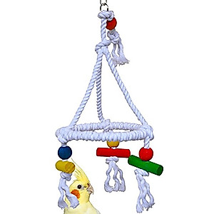 Bonka Bird Toys 1422 Rope Swing Pyramid Perch Toy Parrot Cage Perches Cages Parakeet Lovebird Conure Cockatiel Parakeets Swings Aviary Playground Ring Gym Supplies