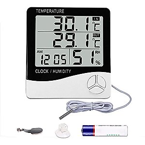 Mengshen Digital Hygrometer Thermometer, Indoor & Outdoor Temperature Monitor, Home Office Temp Humidity Gauge Meter - LCD Display, Battery Included - TH03