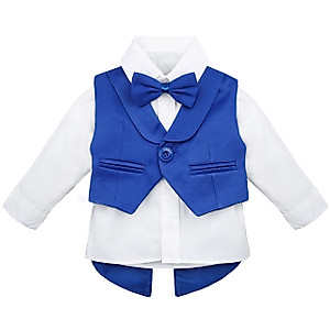 Lilax Baby Boy Gentleman Tuxedo Outfit Infant 4 Piece Set 0-3 Months Royal Blue