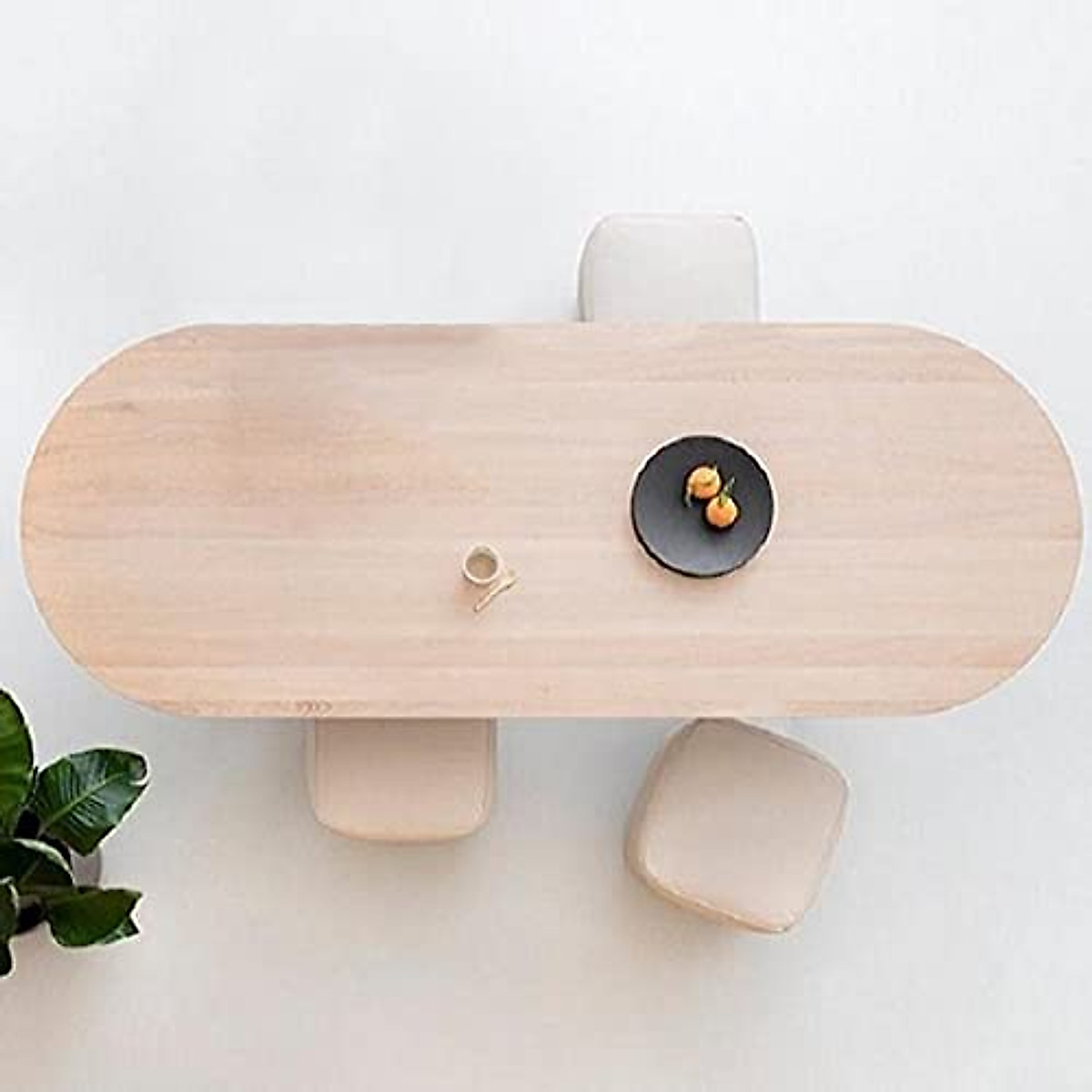 BAYCHEER Vintage Solid Wood Top Oval Dinette Table Wood Base Dining Table for Living Room - Natural Wood 47.2" L x 23.6" W x 29.5" H (Table Only)