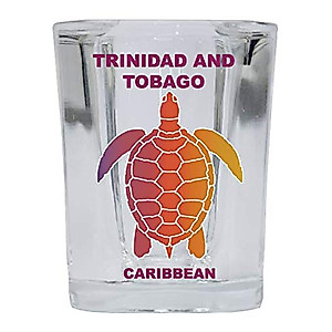 Trinidad and Tobago Caribbean Souvenir Rainbow Turtle Design Square Shot Glass