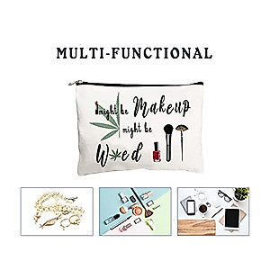 NC Funny Leaf Makeup Cosmetic Bag,Makeup Brushes Toiletry Jewelry Travel Accessories Organizer Zipper Pouch,Birthday Gift for Women Stoner Friend Sister Colleague Auntie