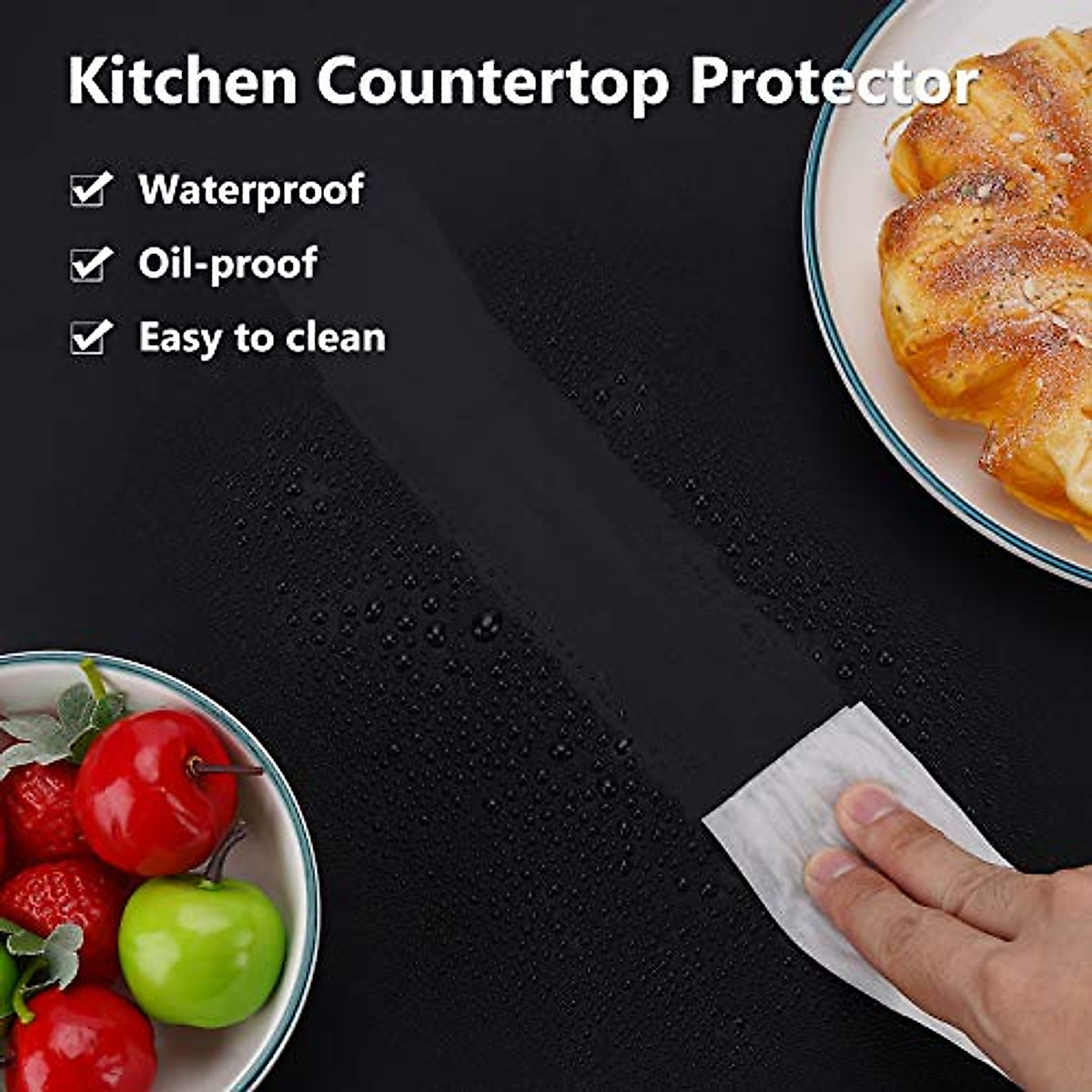 Extra Large Silicone Mats for Countertop, 28" by 20" Multipurpose Mat, Counter Table Protector, Desk Saver Pad, Placemat Nonstick Nonskid Heat-Resistant Pad, Black
