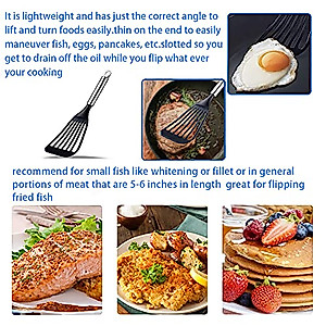 2Pack Nylon Fish Spatula, KSENDALO Slotted Egg Spatula with Stainless Steel Hollow Handle for Frying Flipping, Turning