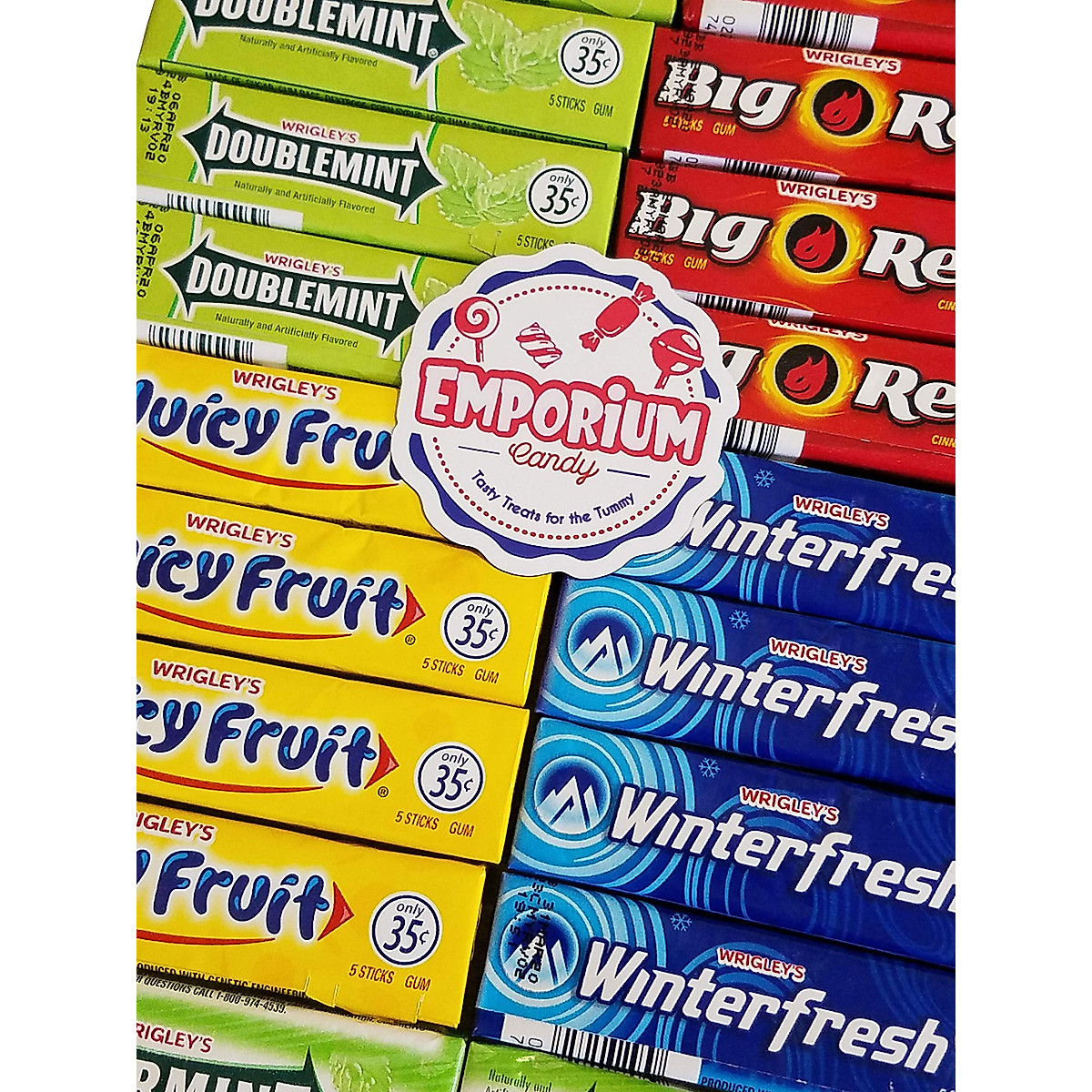 Doublemint, Spearmint, Juicy Fruit, Big Red, Winterfresh Chewing Gum - 4 Packs of Each - Fresh Variety Assortment 20 Total Packs of Gum