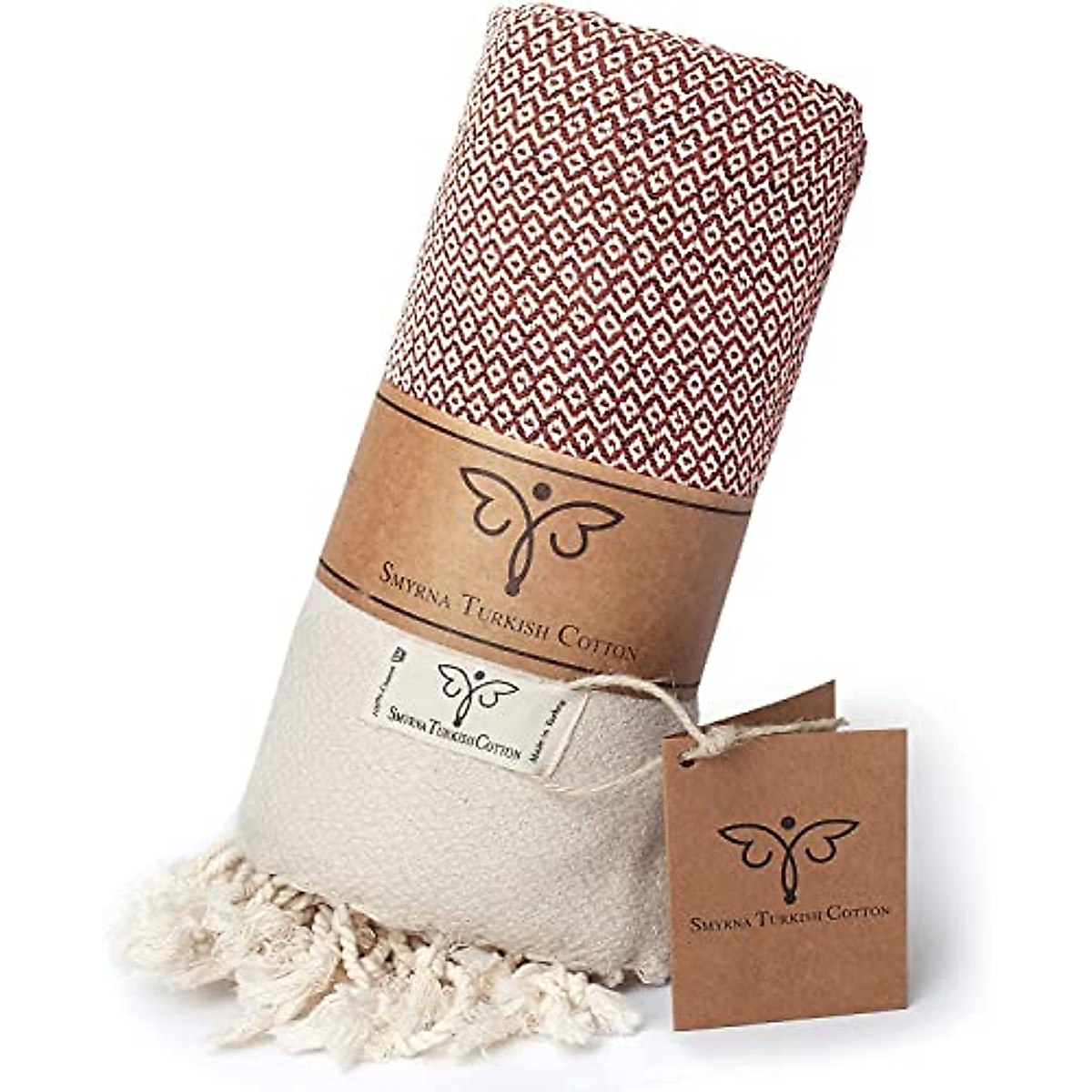 SMYRNA TURKISH COTTON Vintage Series Throw Blanket| 50 x 60 in 100% Cotton| Large Wearable Cozy Blanket |Made in Turkey|Machine Washable|Premium Luxury Bath Towel & Picnic Rug - Orange