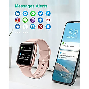 GRV Smart Watch for iOS and Android Phones, Watches for Women IP68 Waterproof Smartwatch Fitness Tracker Watch with Heart Rate/Sleep Monitor Steps Calories Counter (Pink)