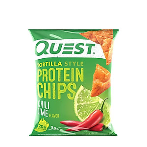 Quest Nutrition Tortilla Style Protein Chips, Chili Lime, Low Carb, Gluten Free, Baked, 1.1 Ounce (Pack of 8)