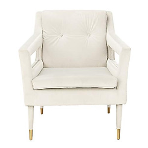 Safavieh Home Mara Retro Glam Silver Velvet and Gold Tufted Accent Chair